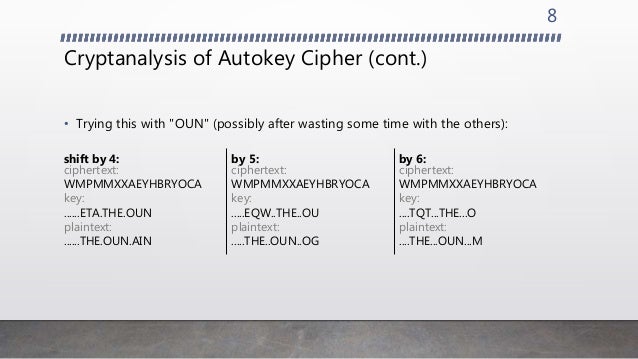 Cryptanalysis Of Autokey Cipher