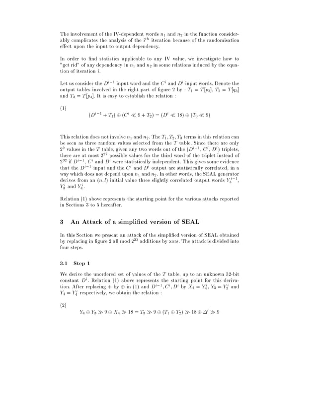 Cryptanalysis of the seal encryption algorithm | PDF