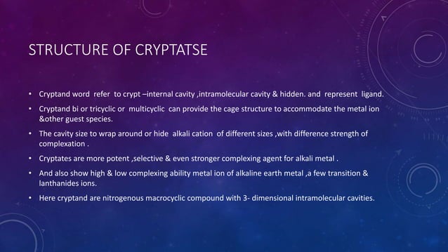 Cryptates | PPTX | Chemistry | Science