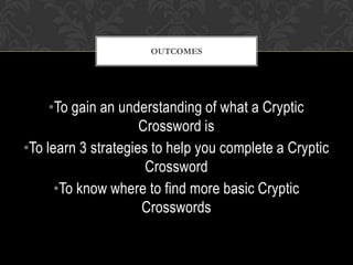 Cryptic crosswords | PPTX