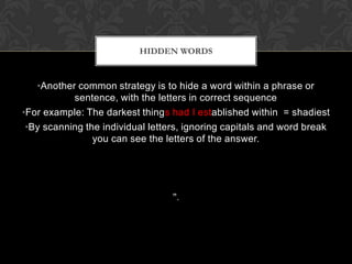 Cryptic crosswords | PPTX