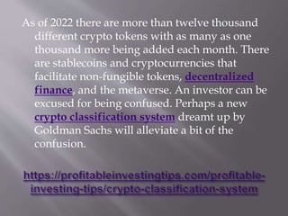 Crypto Classification System | PPTX | Stocks and Bonds | Personal Investing