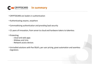 Cryptocard Next Generation Authentication | PPT