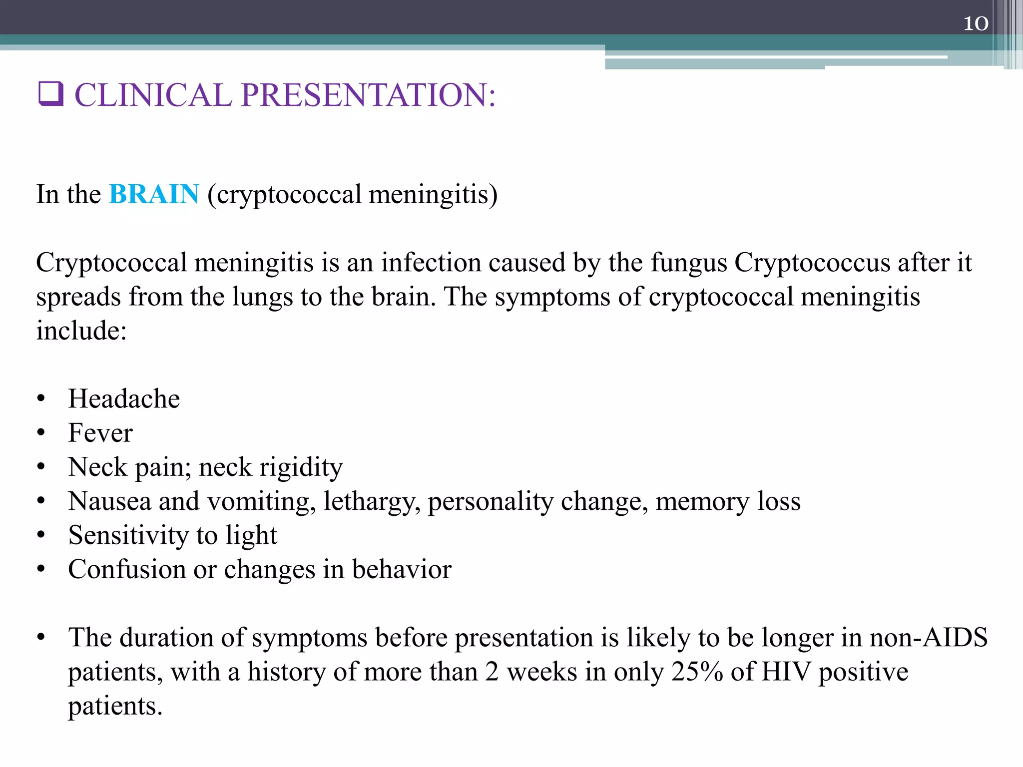 Cryptococcal Meningitis SEMINAR | PPTX
