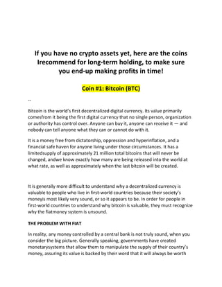 Cryptocurrency - Recommended Coins and Purposes.docx