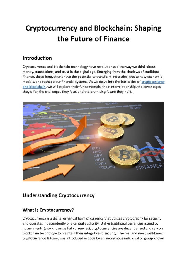 Cryptocurrency and Blockchain: Shaping the Future of Finance | PDF