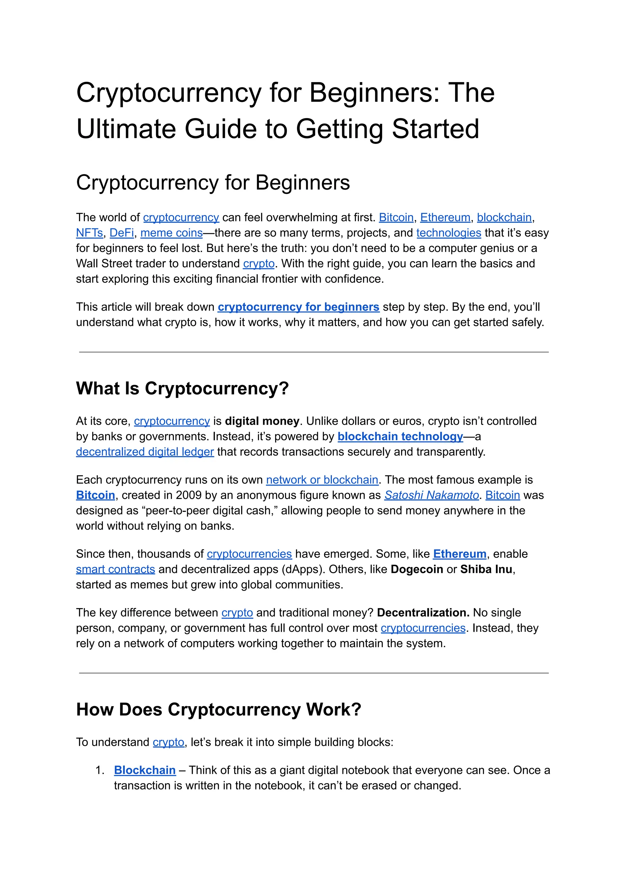 Cryptocurrency for Beginners Step By Step Guide | PDF