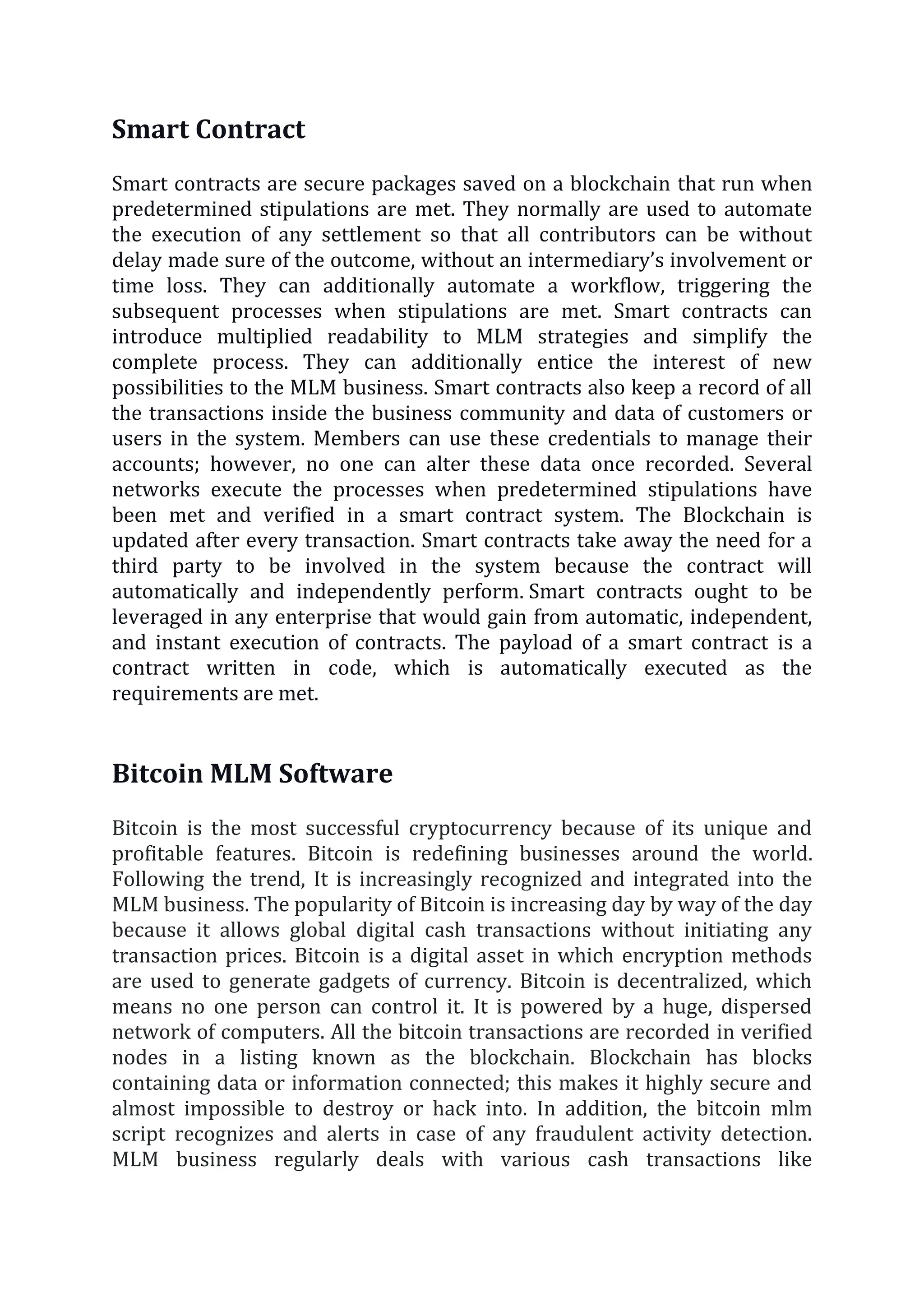 Cryptocurrency MLM Software | DOCX