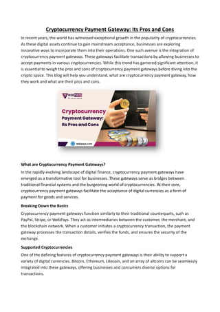 Cryptocurrency Payment Gateway Its Pros and Cons | PDF