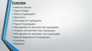 Cryptographic Algorithms: DES and RSA | PPT