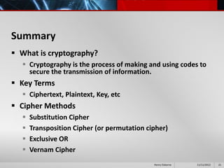 Cryptography | PPTX