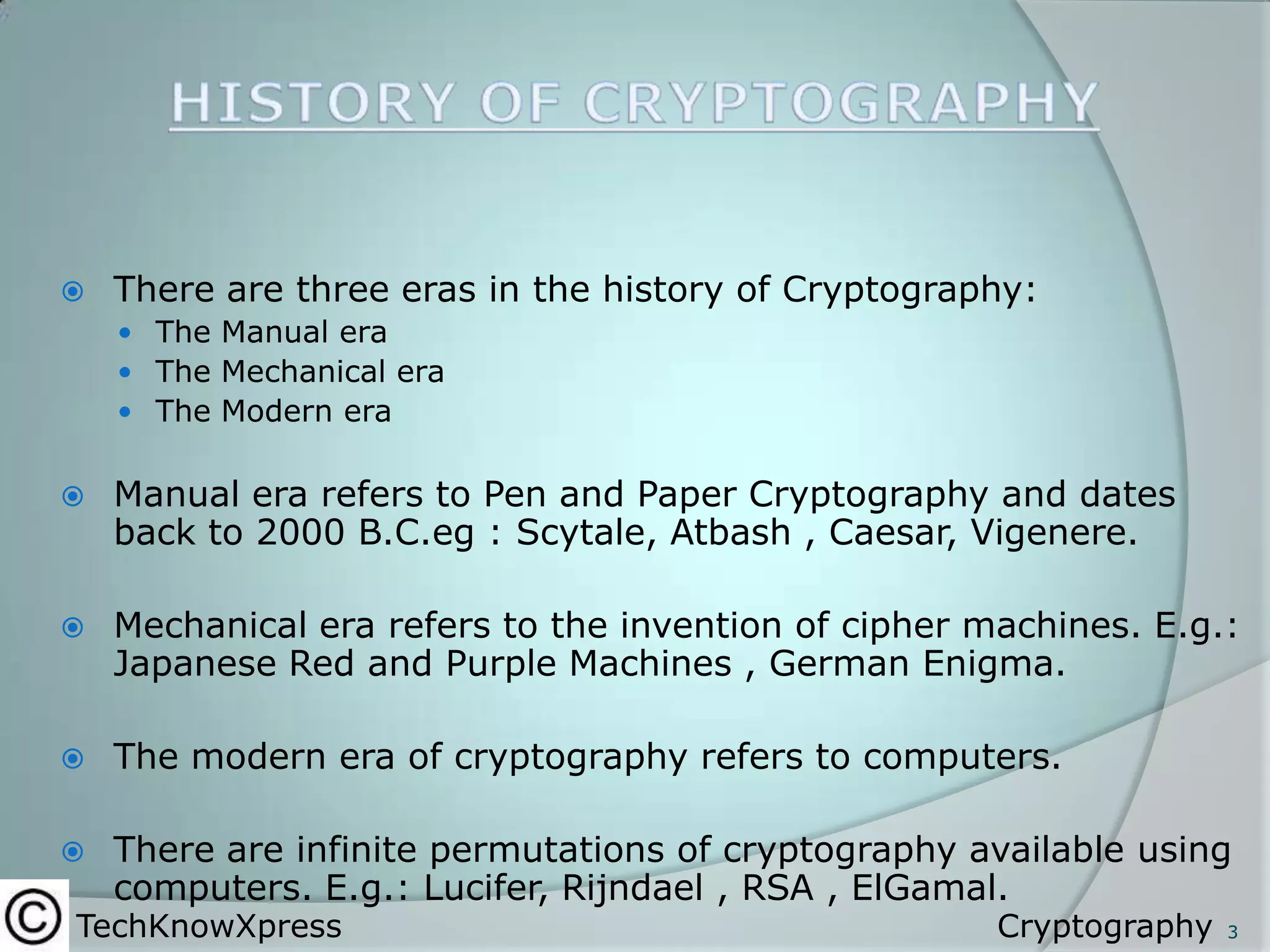 Cryptography | PPTX | Information and Network Security | Computing