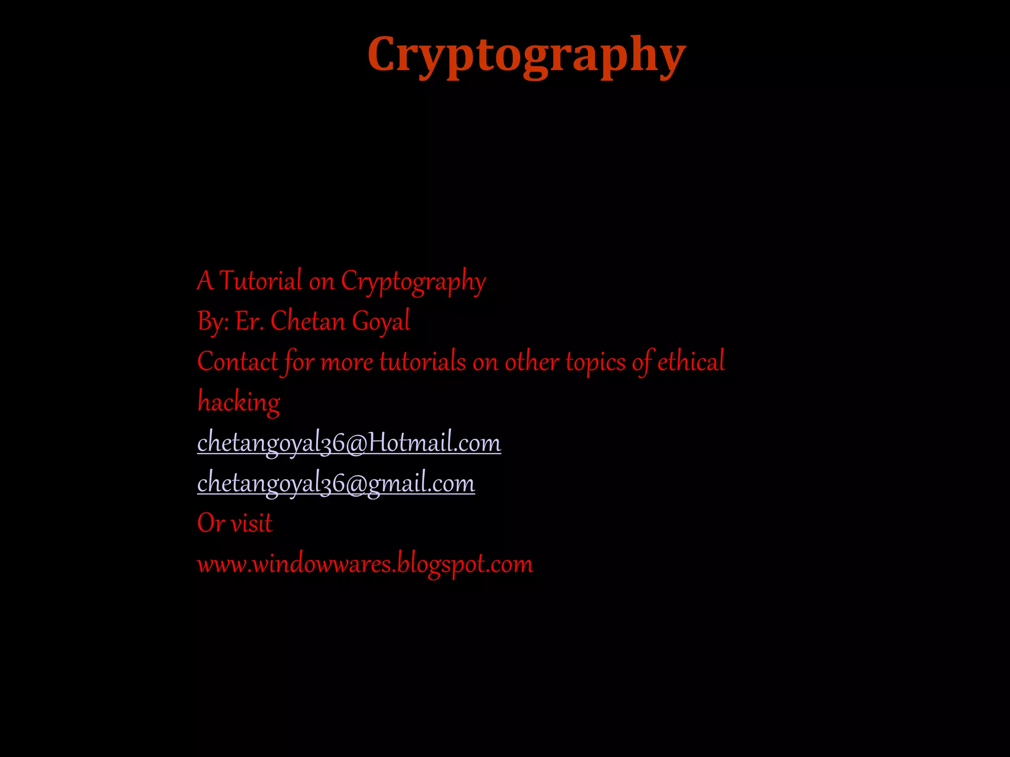 Cryptography | PPT | Information and Network Security | Computing