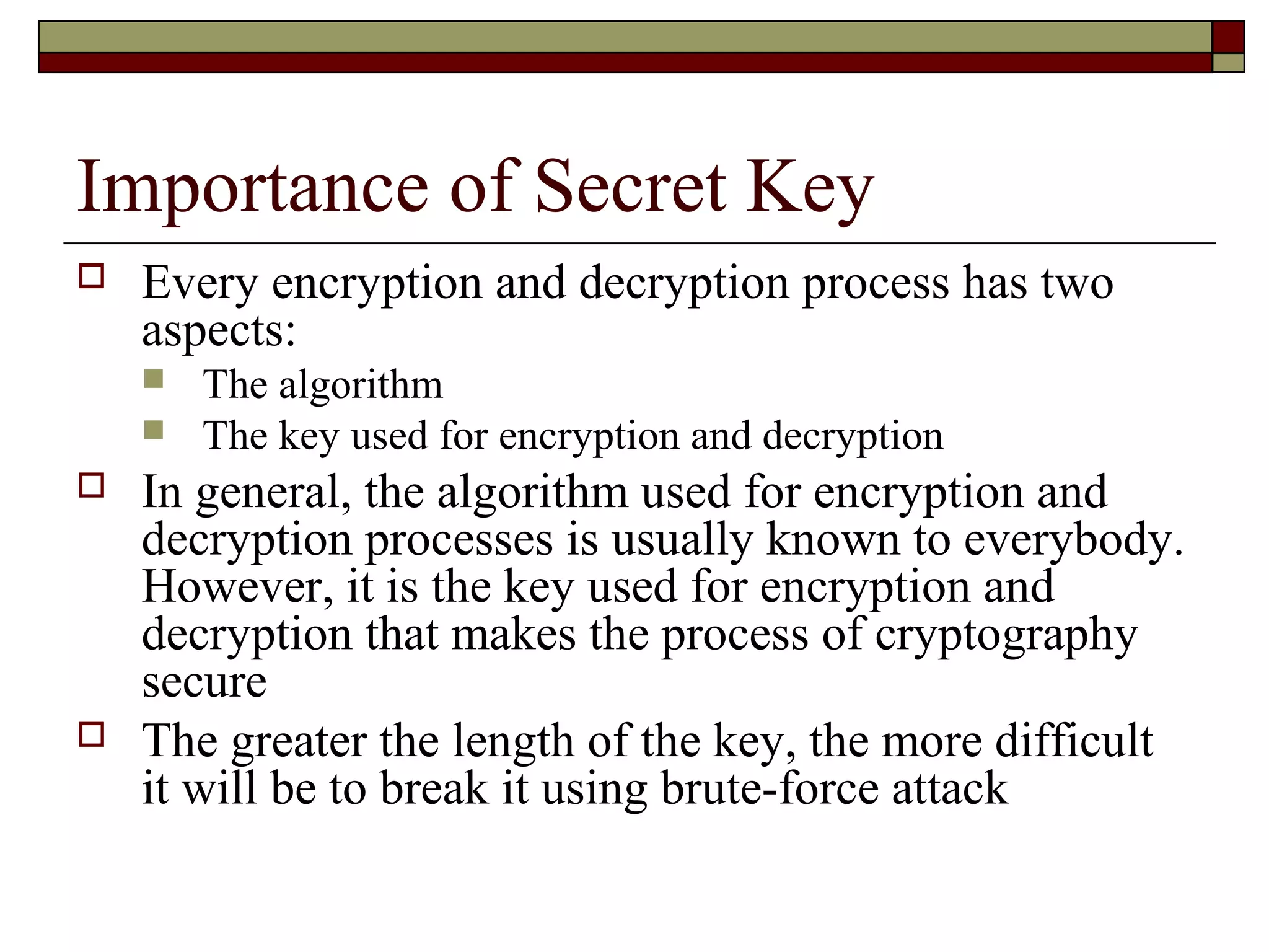 Cryptography | PPT | Information and Network Security | Computing