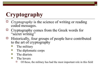 Cryptography | PPT | Information and Network Security | Computing