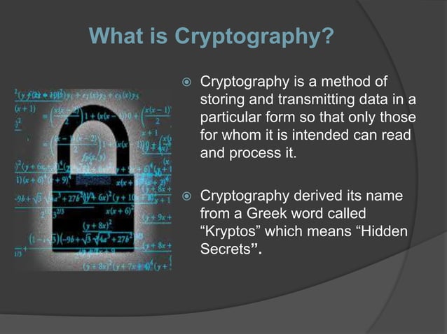 Cryptography | PPTX | Information and Network Security | Computing
