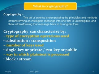 Cryptography with caesar Cipher | PPTX