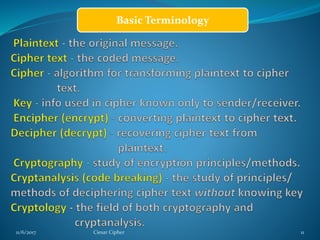 Cryptography with caesar Cipher | PPTX