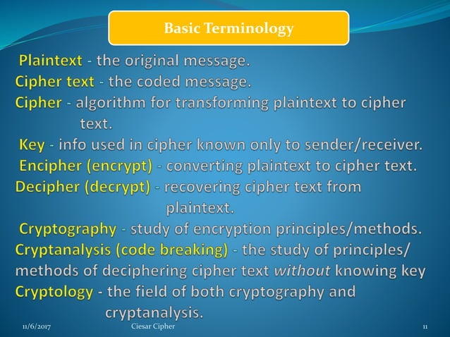 Cryptography with caesar Cipher | PPTX