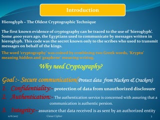 Cryptography with caesar Cipher | PPTX