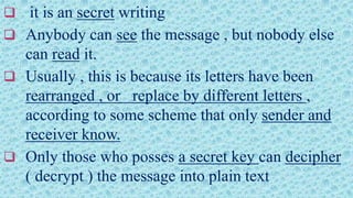 Cryptography | PPTX | Information and Network Security | Computing