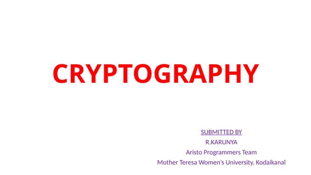 Cryptography introduction and its techniques | PPTX | Computing | Technology & Computing