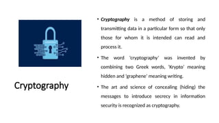 Introduction to Cryptography and digital signatures | PPTX