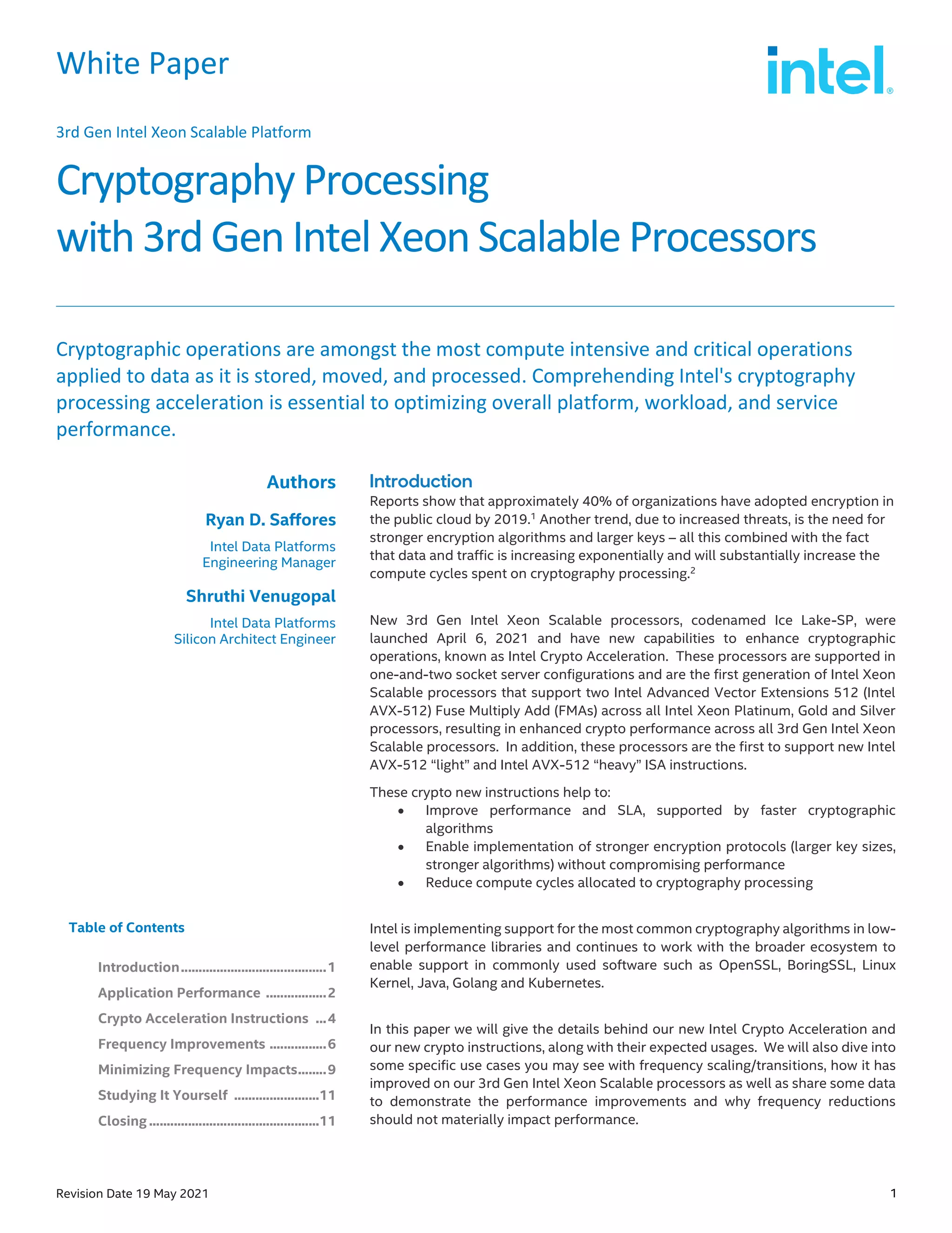 Cryptography Processing with 3rd Gen Intel Xeon Scalable Processors | PDF