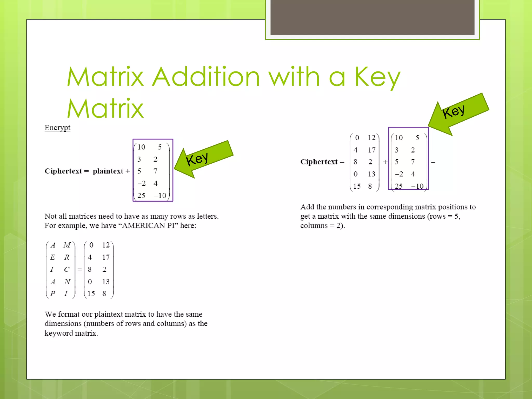 Cryptography an application of vectors and matrices | PPTX