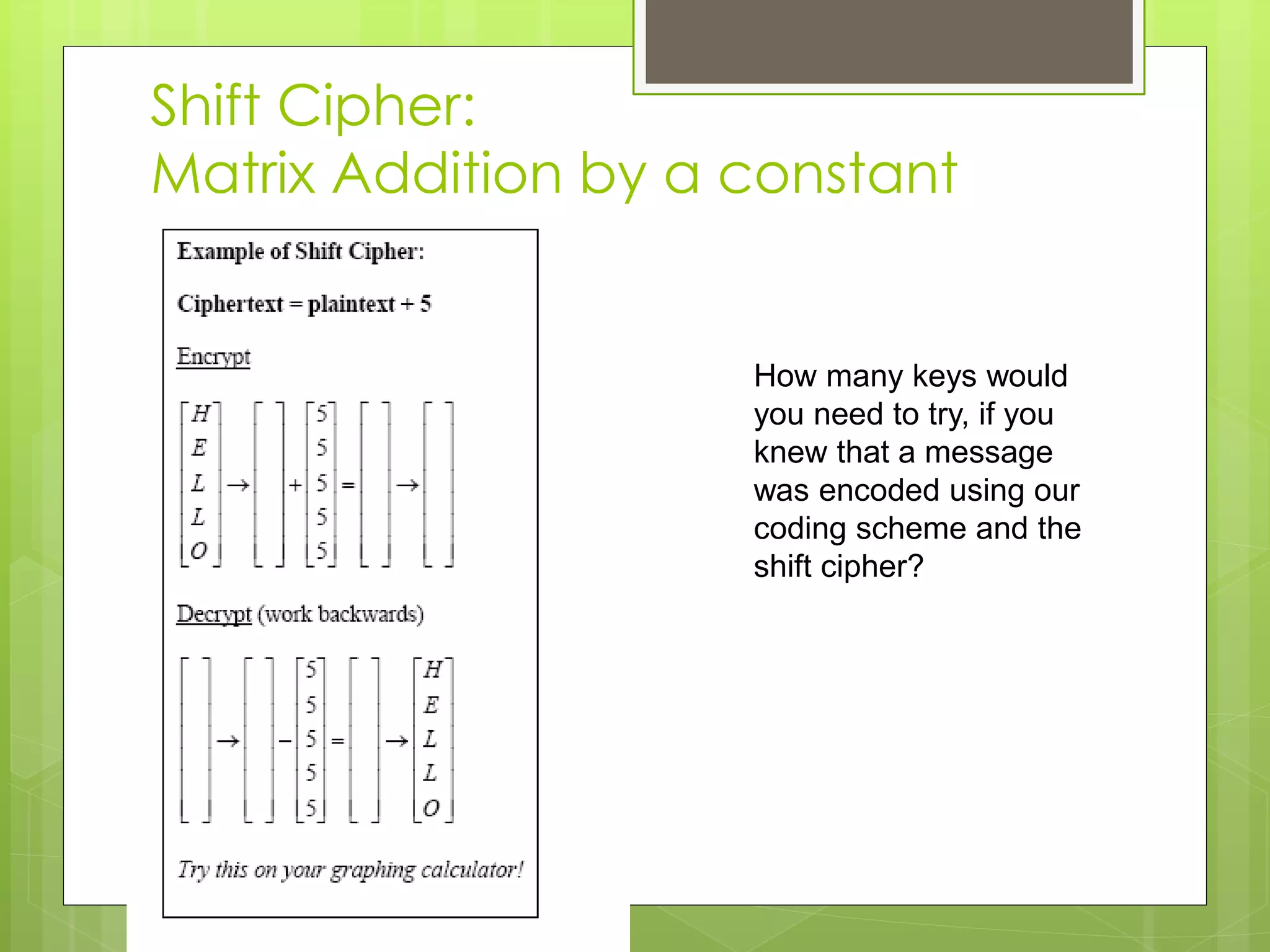 Cryptography an application of vectors and matrices | PPTX