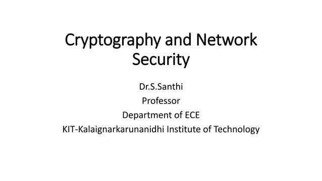 Cryptography and network security | PPT
