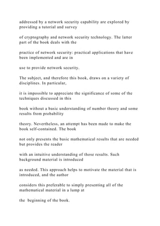 CRYPTOGRAPHY AND NETWORK SECURITYPRINCIPLES AND PRACTI | DOCX