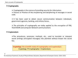 Cryptography | PPTX | Information and Network Security | Computing