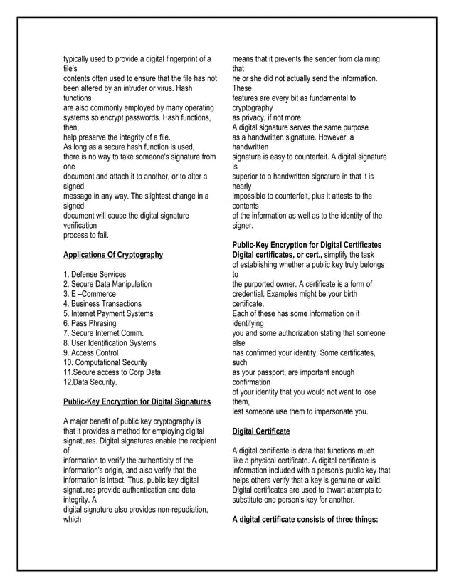 Cryptography full report | DOC | Information and Network Security | Computing