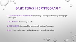 Cryptography in formtaion security | PPTX