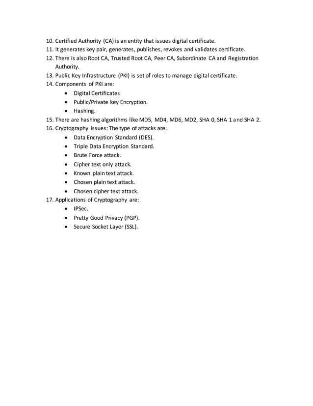 Cryptography summary | DOCX