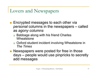 Crypto - A Fascinating History by Atul Kahate | PPT