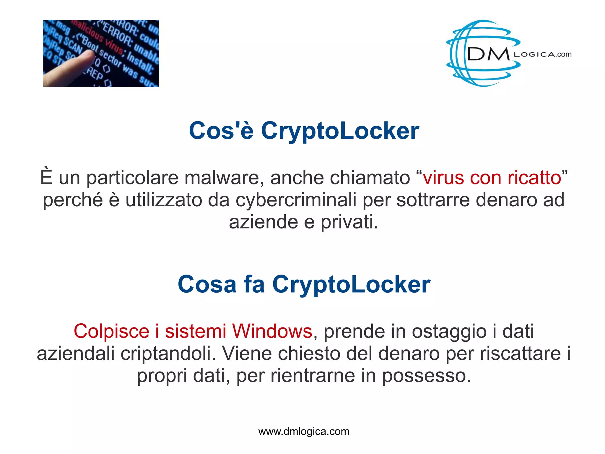CryptoLocker: evitare il contagio | PPT