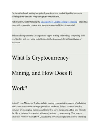 Crypto Mining vs Trading: What’s More Profitable in 2025? | Skyriss | PDF