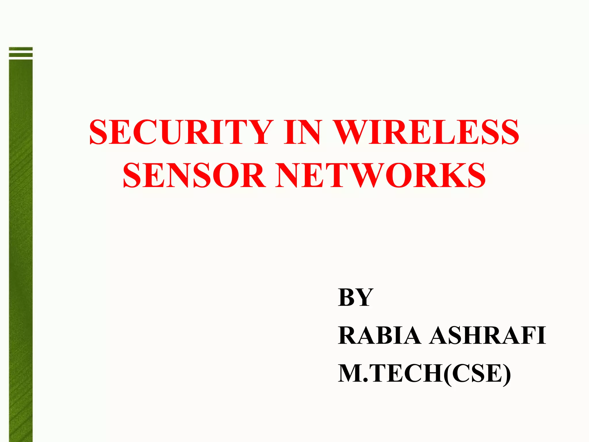 security in wireless sensor network | PPT