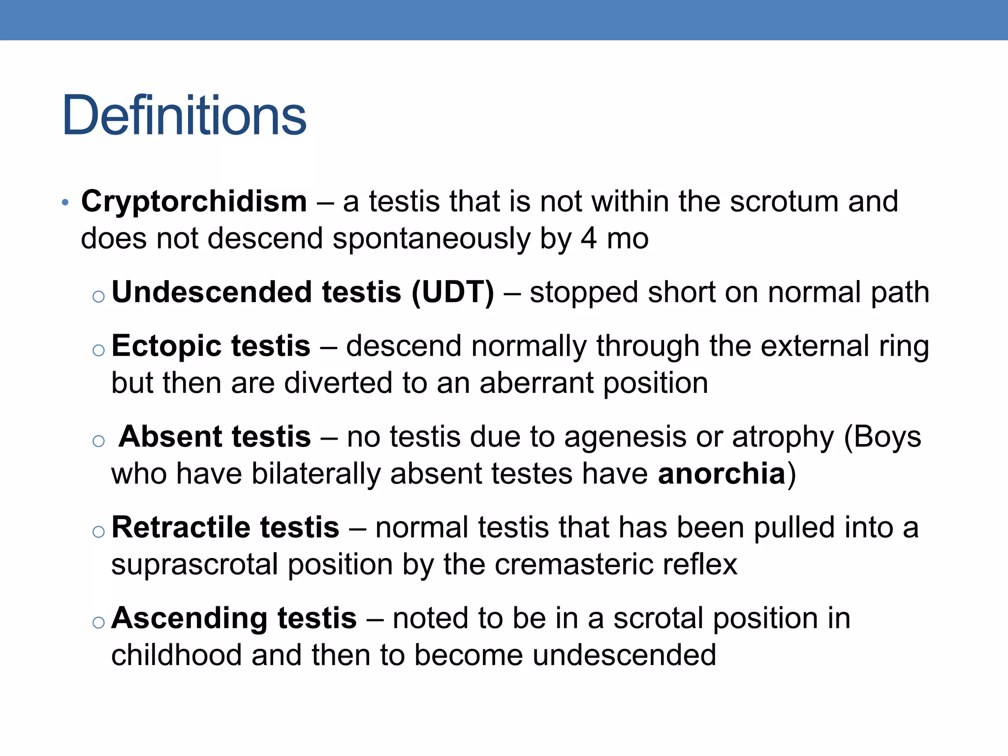Cryptorchidism (Undescended Testes) | PPTX
