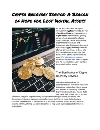 Crypto Recovery Service Beacon of Hope for Lost Digital Assets | PDF