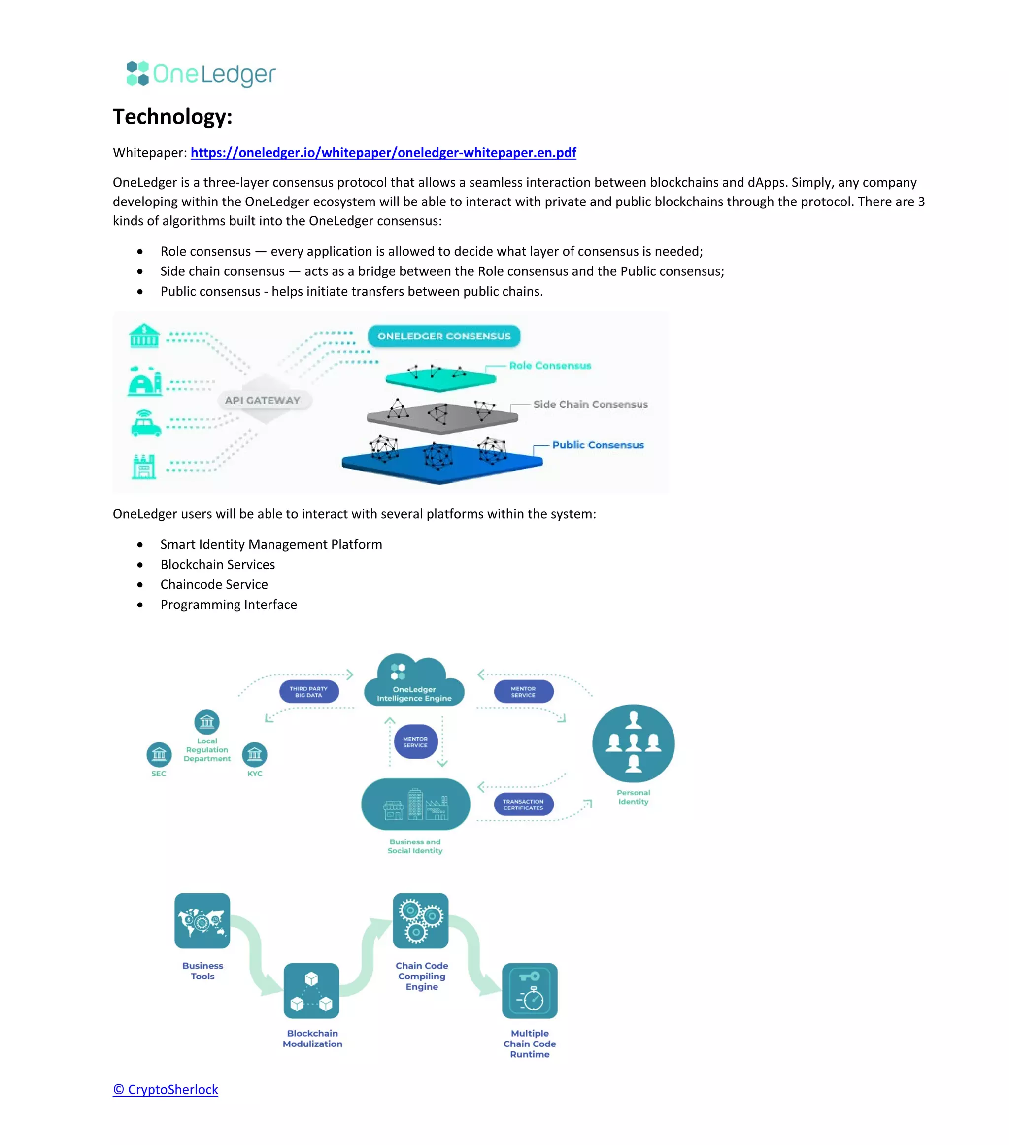 Cryptosherlock oneledger research | PDF