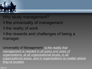 Introduction to Management and the Basic of Managing workplace | PPT