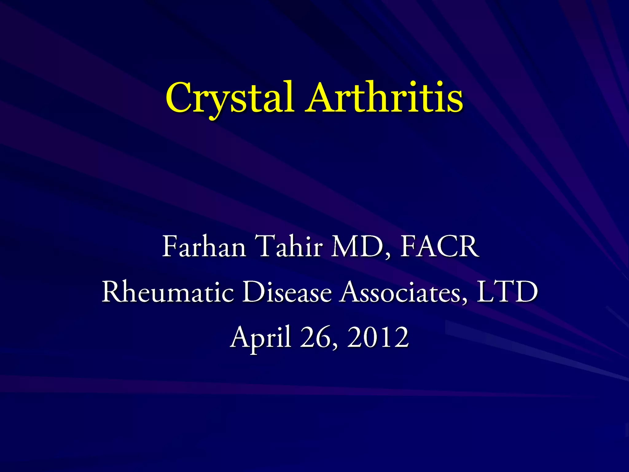 Crystal Arthritis Amh | PPTX