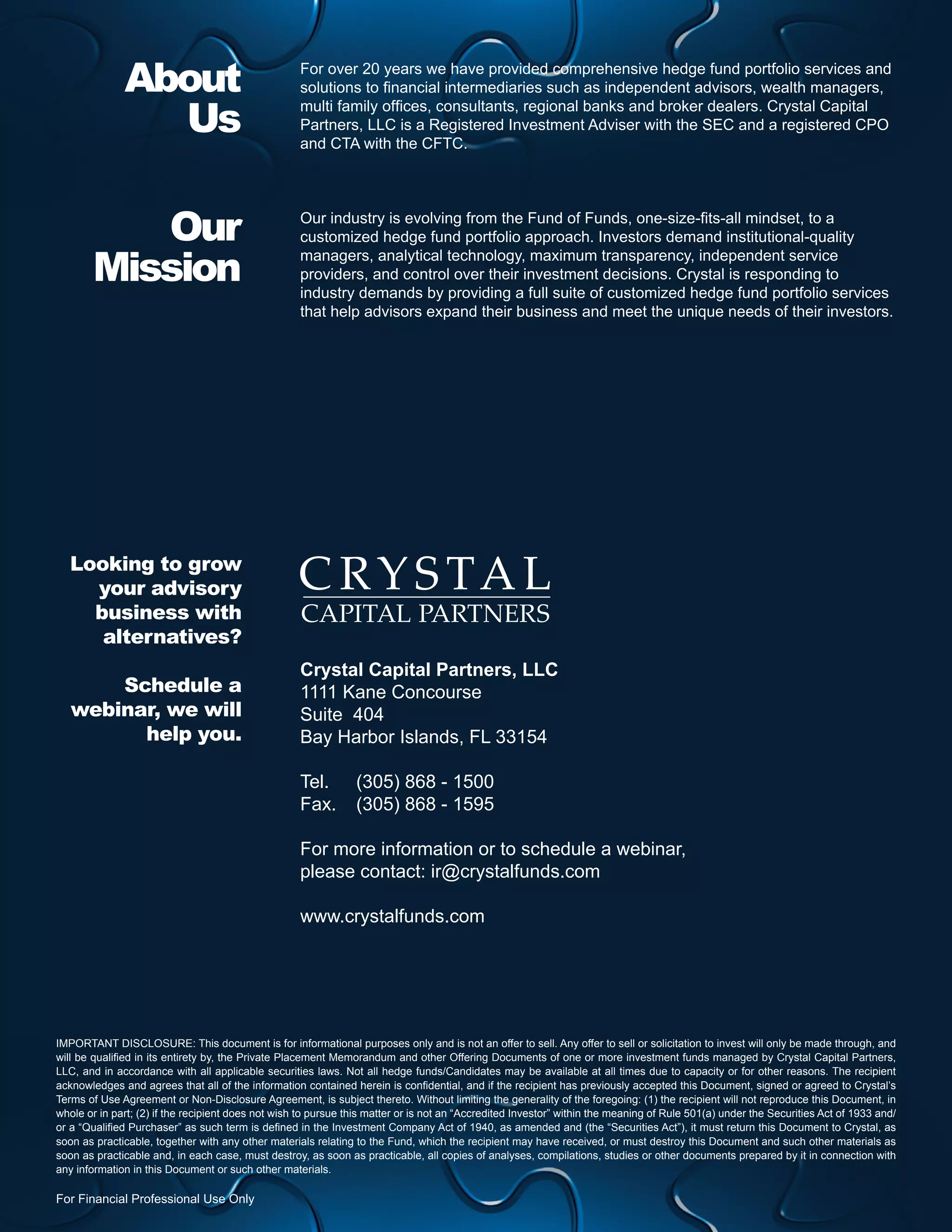 Crystal Capital Partners - Brochure | PDF