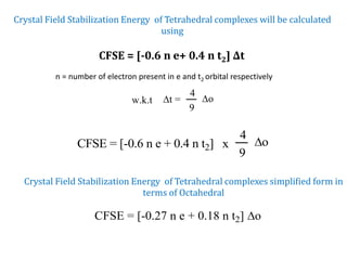 Crystal field stabilization energy | PPTX | Chemistry | Science