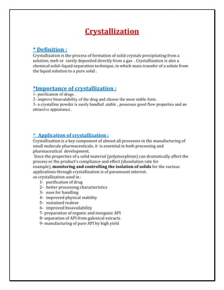 Crystallization Separation Technique