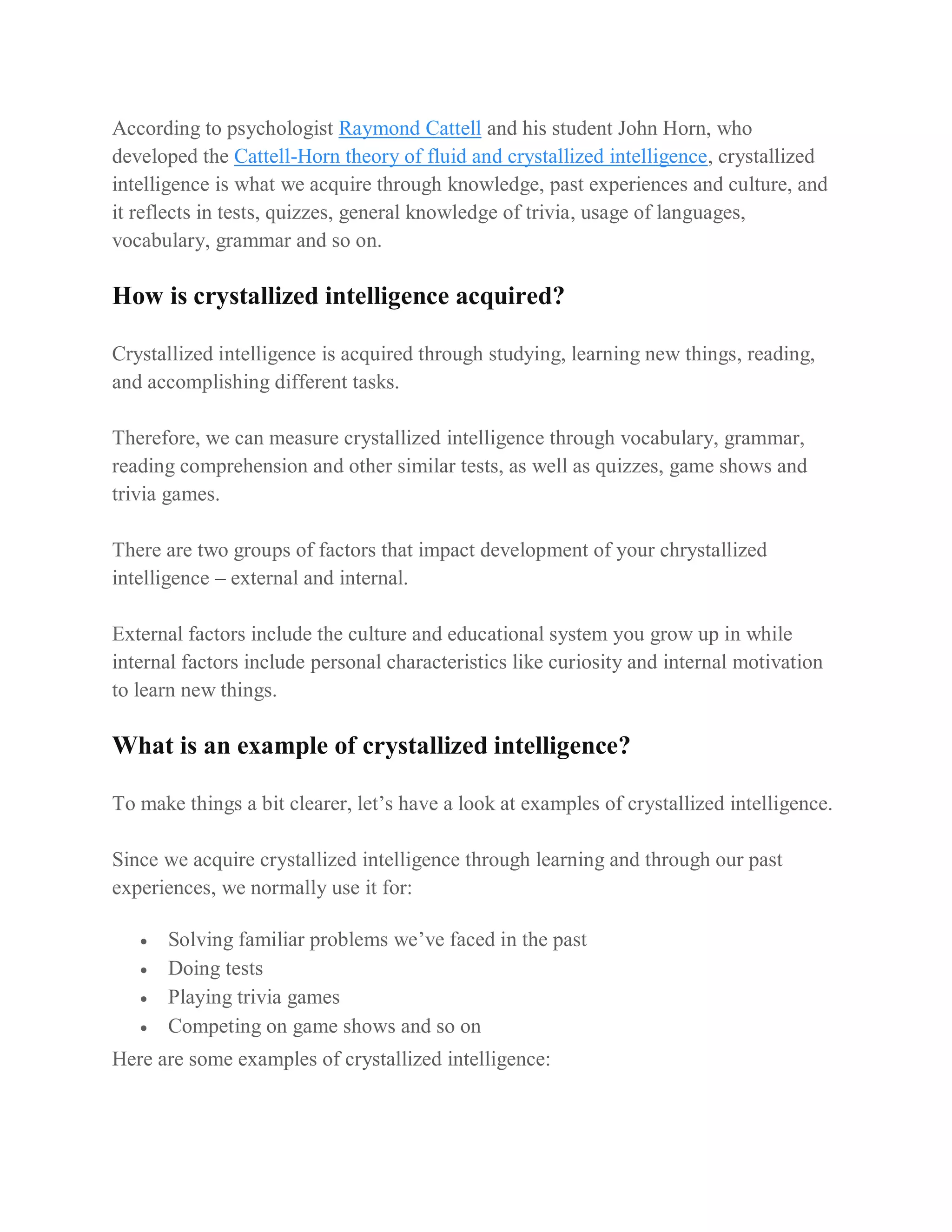Crystallized intelligence | PDF