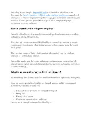 Crystallized intelligence | PDF